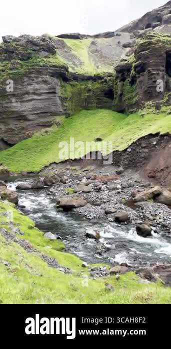 Green rocky terrain, Iceland landscape, beautiful view of the Iceland ...