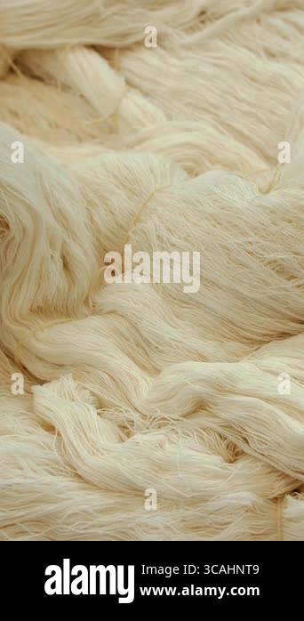 Threads production. Textile factory. Spinning production. Yarn making ...