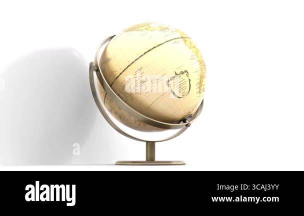 metallic globe rotating on white background Stock Video Footage - Alamy