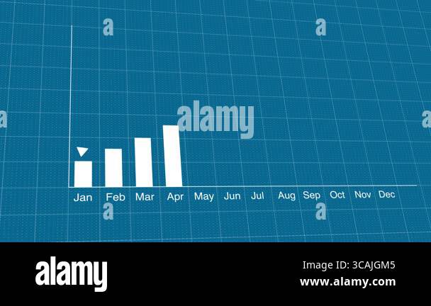 Bar chart for growing business progress by month. Developing company ...