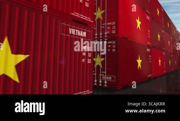 Vietnam export production and import cargo containers in row seamless ...