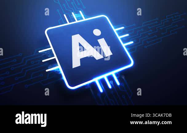 AI Chip Animation, Artificial Intelligence Technology, Futuristic ...
