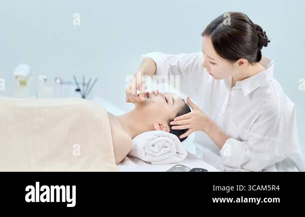 Female Facial Extraction Treatment by Professional Esthetician at Spa ...