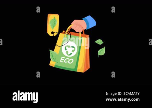Eco Bag 2D Flat Animations on Transparent background Stock Video ...