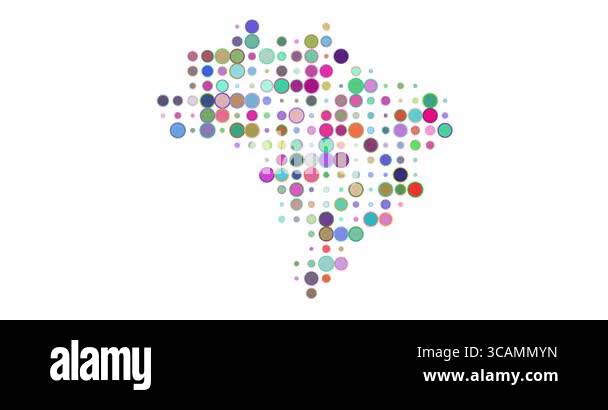 Futuristic animated dots glow and transform to form a map of Brazil ...
