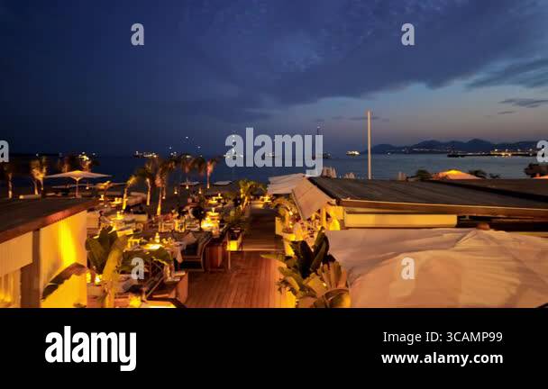 Cannes, France - August 26, 2024: Aerial view of an illuminated ...