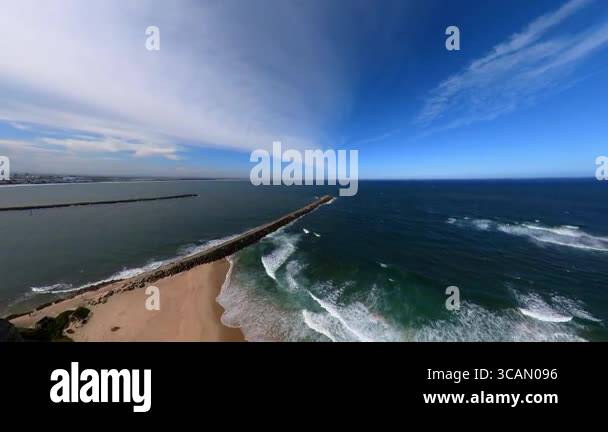 Newcastle, New South Wales, Australia. Breakwater stretching into the ...