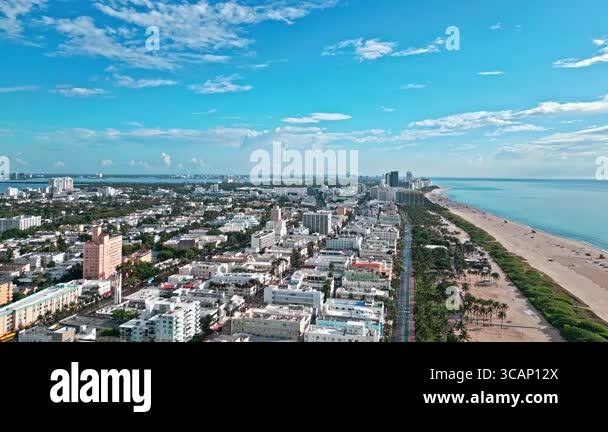 Summer vacation in Miami, Florida. Sea vacation on beach. Biscayne Bay ...