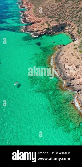 Aerial view of the stunning Mediterranean Sea coast in Mallorca ...