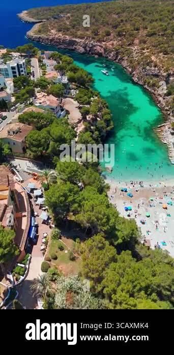Aerial view of the Bay of Cala Pi in Mallorca, Balearic Islands, Spain ...