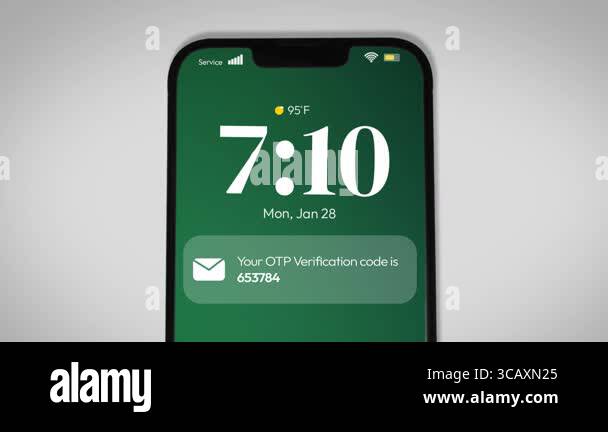 OTP Verification code sent on smartphone 4k Footage with close up, tech and security concept ...