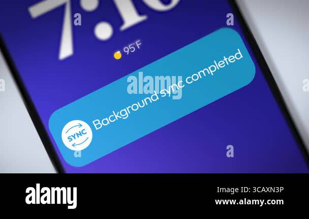 Background sync completed notification appearing on the smartphone ...