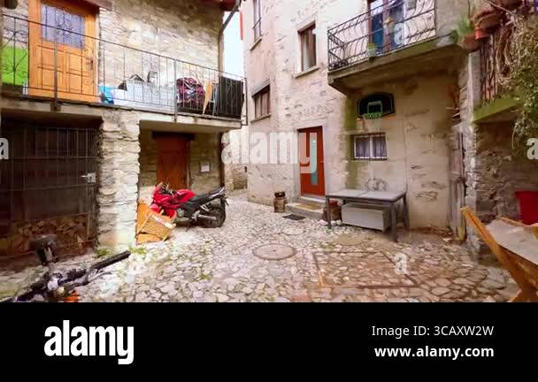 The medieval stone Bre village has the maze of the narrow curved ...