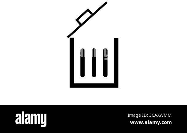 Simple dustbin icon animation with white backdrop. Minimal dustbin ...