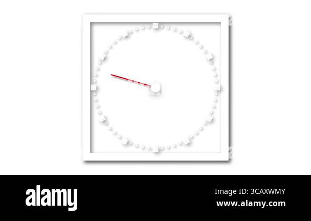 Animated analog clock arrows moving smoothly on white background ...