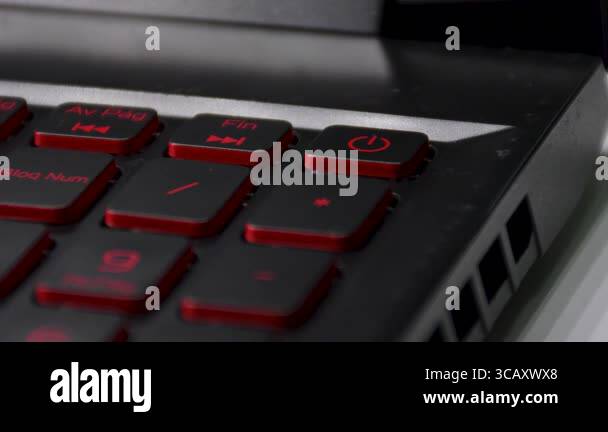 Hand Pressing Laptop Power Button, Turning On a Laptop Computer, Finger ...