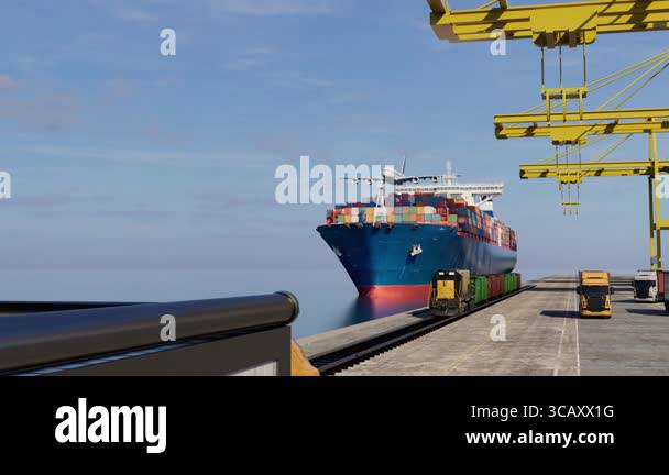 Animated cargo ship transporting containers at sea Stock Video Footage ...