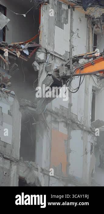 Destroying dangerous natural disaster. Earthquake disaster building ...