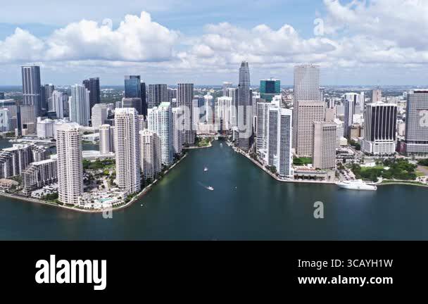 Aerial view of Brickell skyscrapers. Brickell cityscape of downtown ...