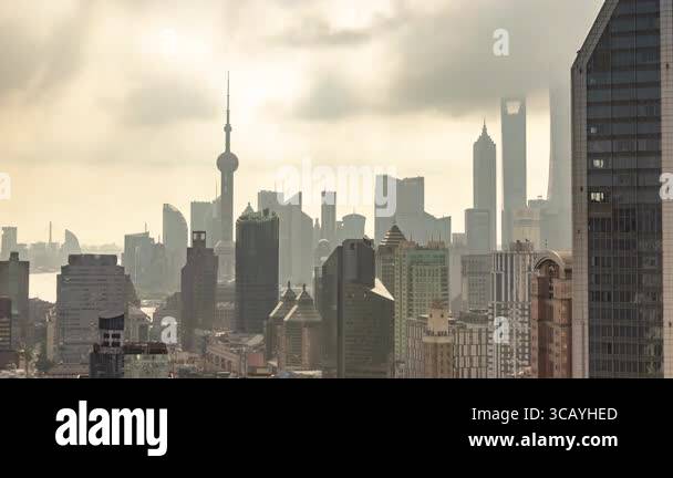 Timelapse of the amazing Shanghai city skyline from a high vantage ...
