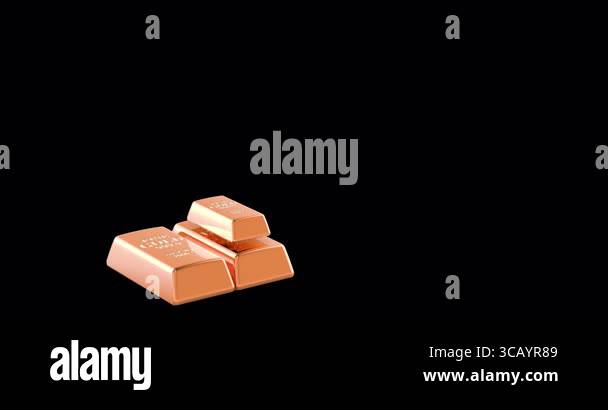 Gold bars growing stacks animation, seamlessly loopable. 3D rendering ...