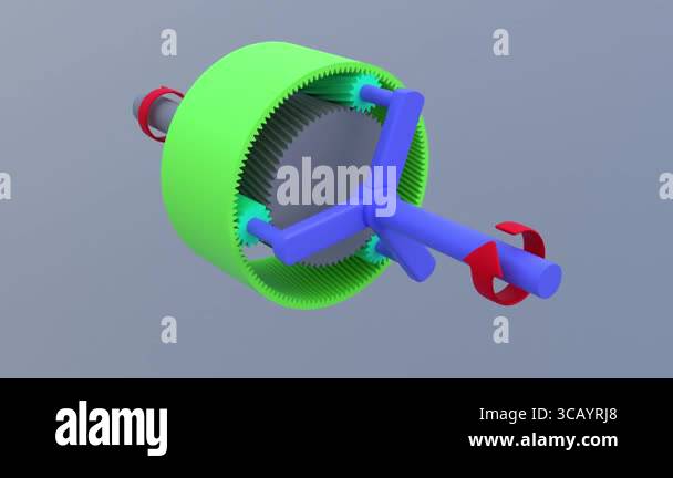 3D Animation of Planetary Gear Mechanism in Motion Stock Video Footage ...