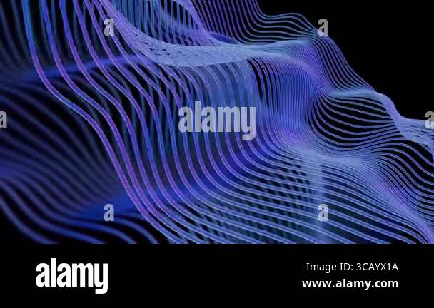 a blue and purple wave pattern on a black background Stock Video ...