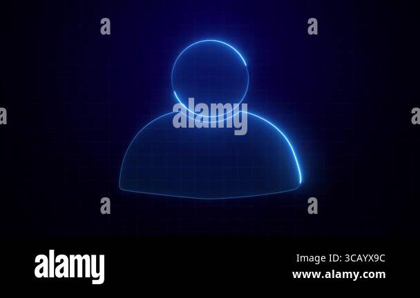 Glowing neon user account icon isolated animation. neon profile icon ...