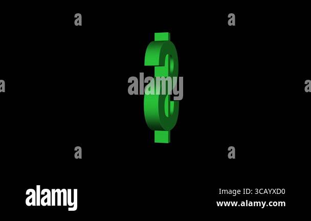 US Dollar icon 3d rendered animation rotating with transparent ...