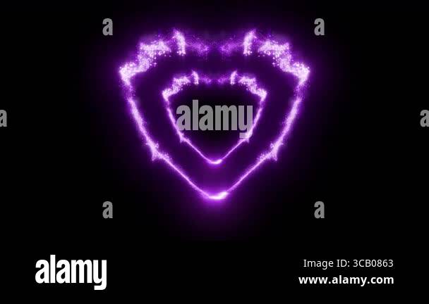 Double-Sided Purple Heart Frame Animation Romantic FX Overlay Stock ...