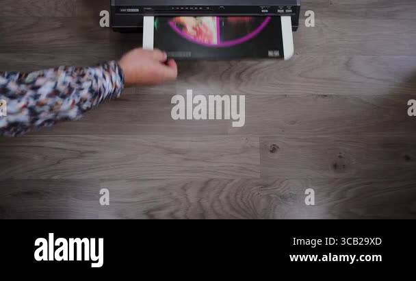 Leeds, Yorkshire, 22nd April 2025: Footage of an historic videodisc CED ...