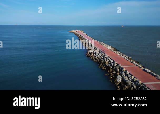 Beautiful aerial view of the breakwaters of the port of Tampico in ...