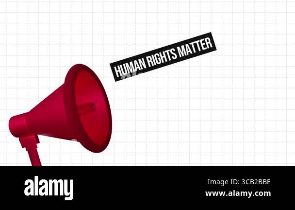 Human Rights Matter typography releasing from red megaphone on the side ...
