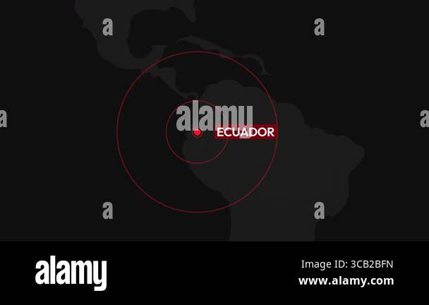 Ecuador blinking on the dark world map showing news and earthquake ...