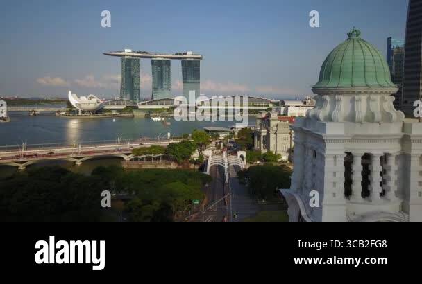 Aerial Distance Shot of Marina Bay Sands, Singapore Stock Video Footage ...