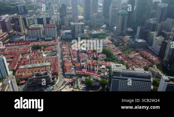 Aerial Footage of Chinatown in Downtown Singapore Stock Video Footage ...