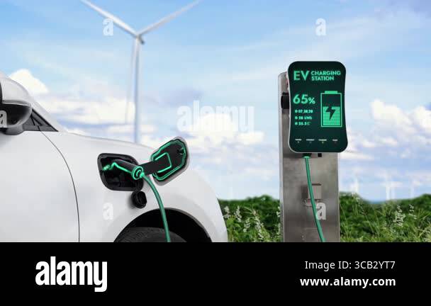 Electric car recharging energy from charging station by smart EV ...