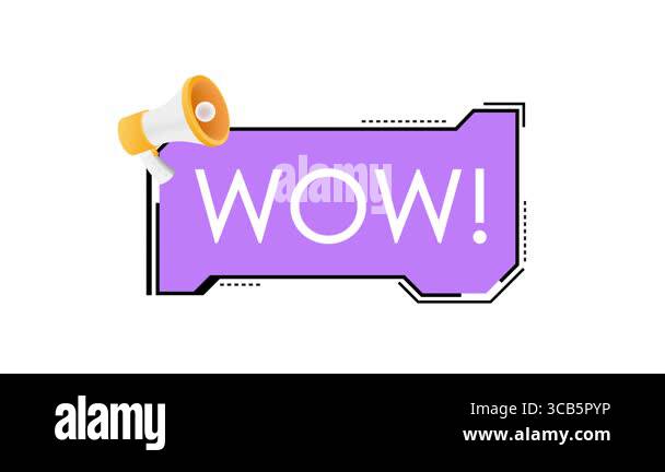 Animated megaphone and Wow. text transitioning from a white to green ...
