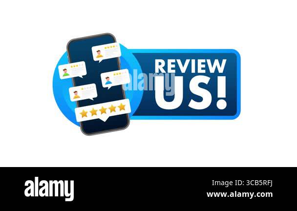 Review us message with five stars rating and chat messages on ...