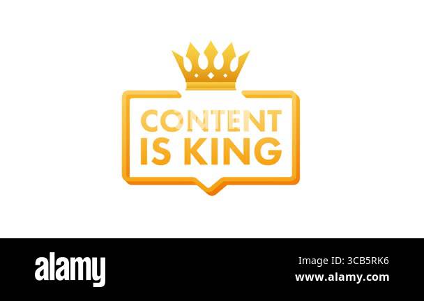 Dynamic animation of a Content is King logo transitioning from a white ...