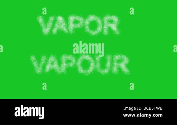 Vapor text with white smoke effect on green screen background Stock ...