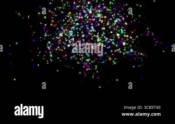 Spinning 3d Human brain with colorful glitter sparkles on plain black ...