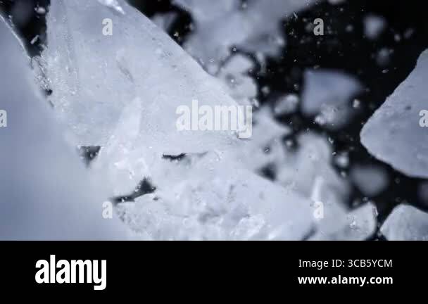 Super Slow Motion Shot of Flying Ice Cuts Around Camera at 1000fps ...