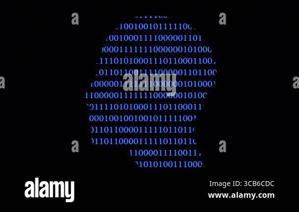 Binary code forming human head profile on black background, Digital ...