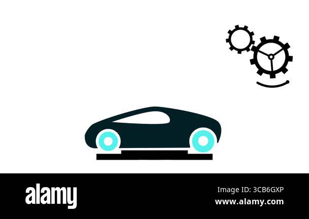Stylized of a car on a lift with gears, symbolizing automotive repair ...