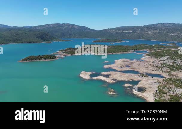 The drone view to the Slano lake, Niksic, Montenegro Stock Video ...