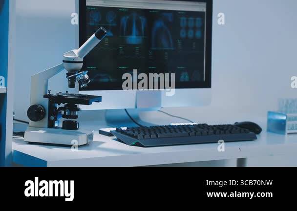 Computer keyboard microscope in laboratory Stock Videos & Footage - HD ...