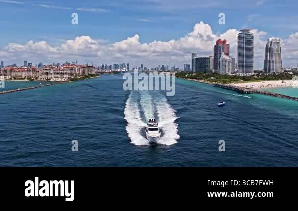 Miami skyscrapers above the coastline. Miamis coastal landscape from ...
