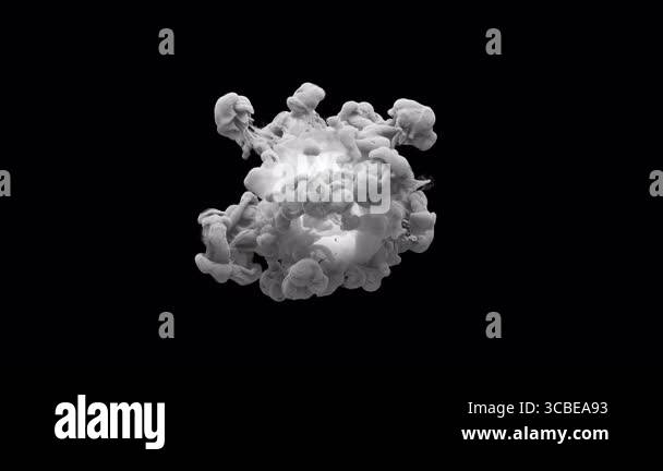 3D animation of a fantastic white explosion. The particle cloud after ...