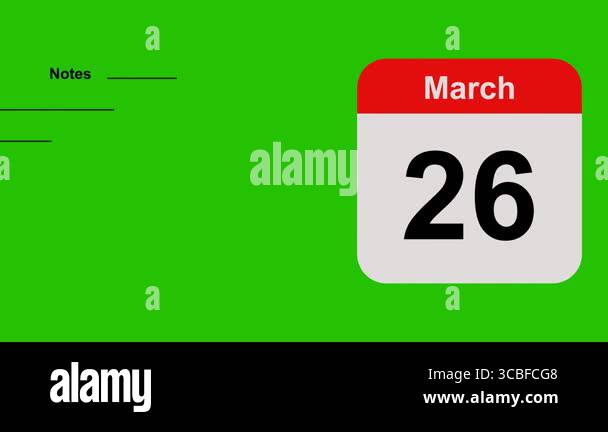 march 6 calendar date icon on green Stock Video Footage - Alamy